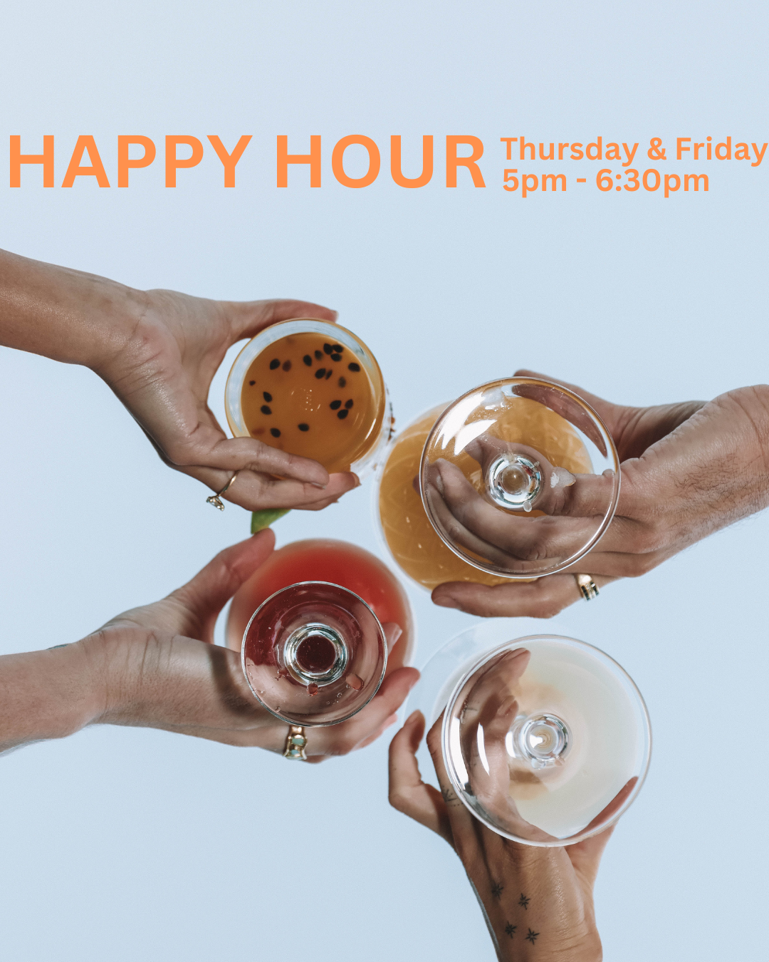 Happy Hour - Thursday & Friday 5pm - 6:30pm - The Garden Bar & Kitchen